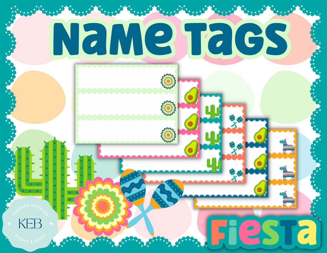 Fiesta Classroom Blank Name Tags or Labels - Etsy