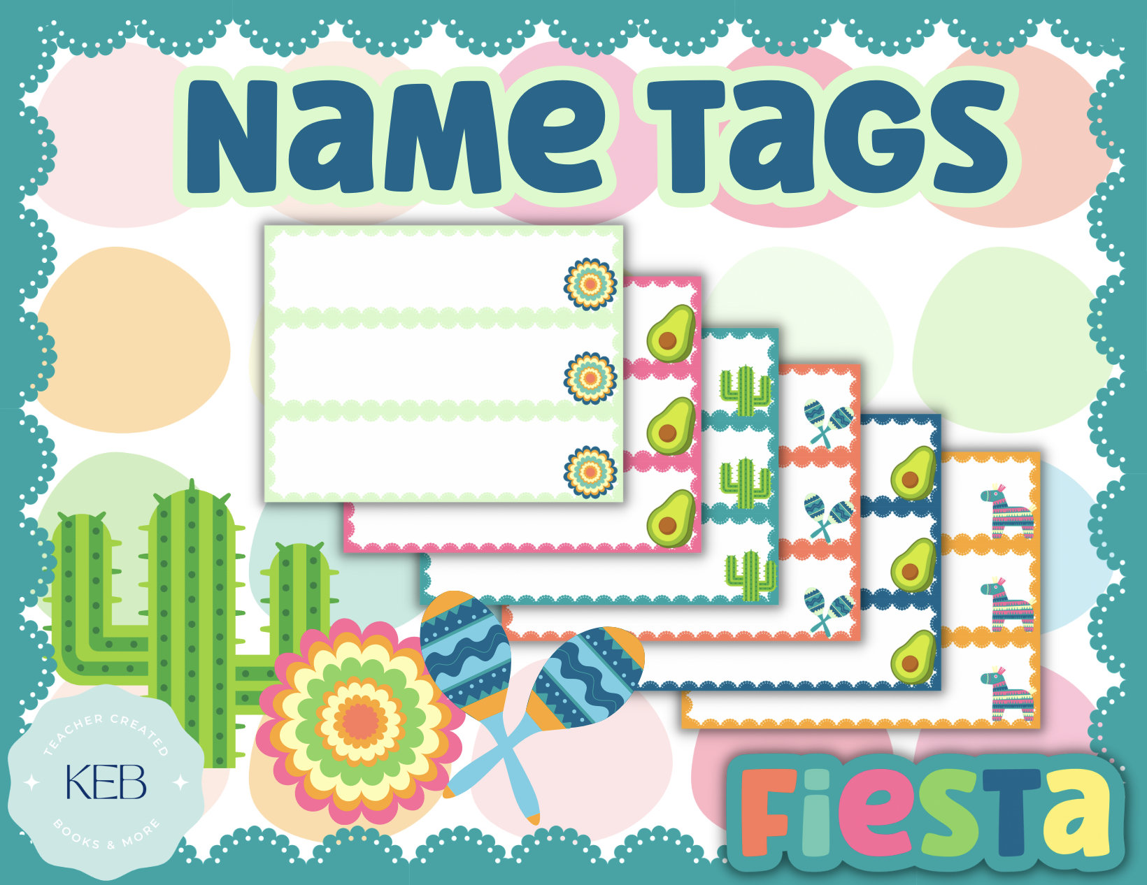 Fiesta Classroom Blank Name Tags or Labels - Etsy