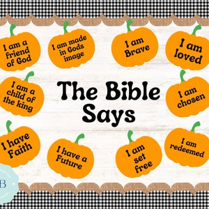 Biblical Affirmation Fall Pumpkin Bulletin Board Kit - Etsy