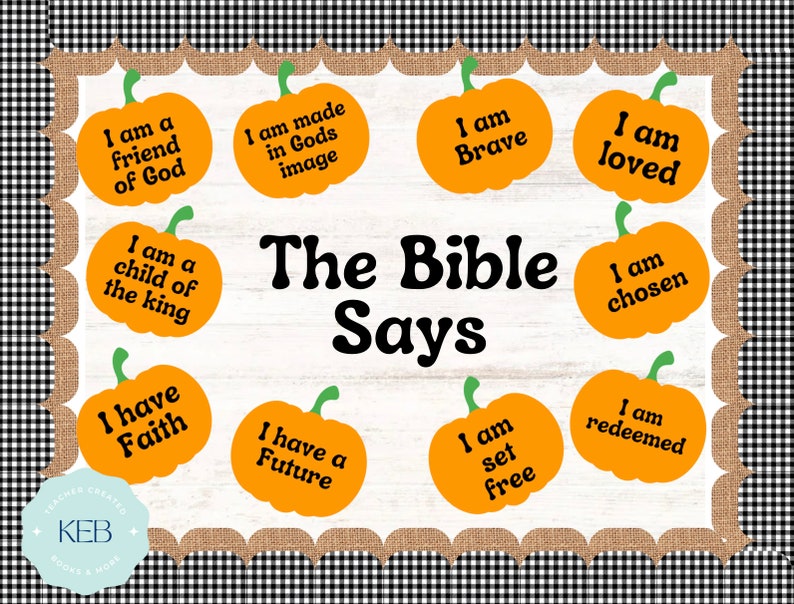 Biblical Affirmation Fall Pumpkin Bulletin Board Kit - Etsy
