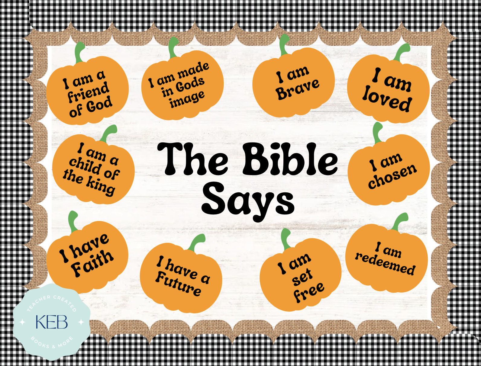 Biblical Affirmation Fall Pumpkin Bulletin Board Kit - Etsy