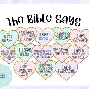 Pastel Glam Biblical Affirmation Heart Mirror or Bulletin Board Kit - Etsy