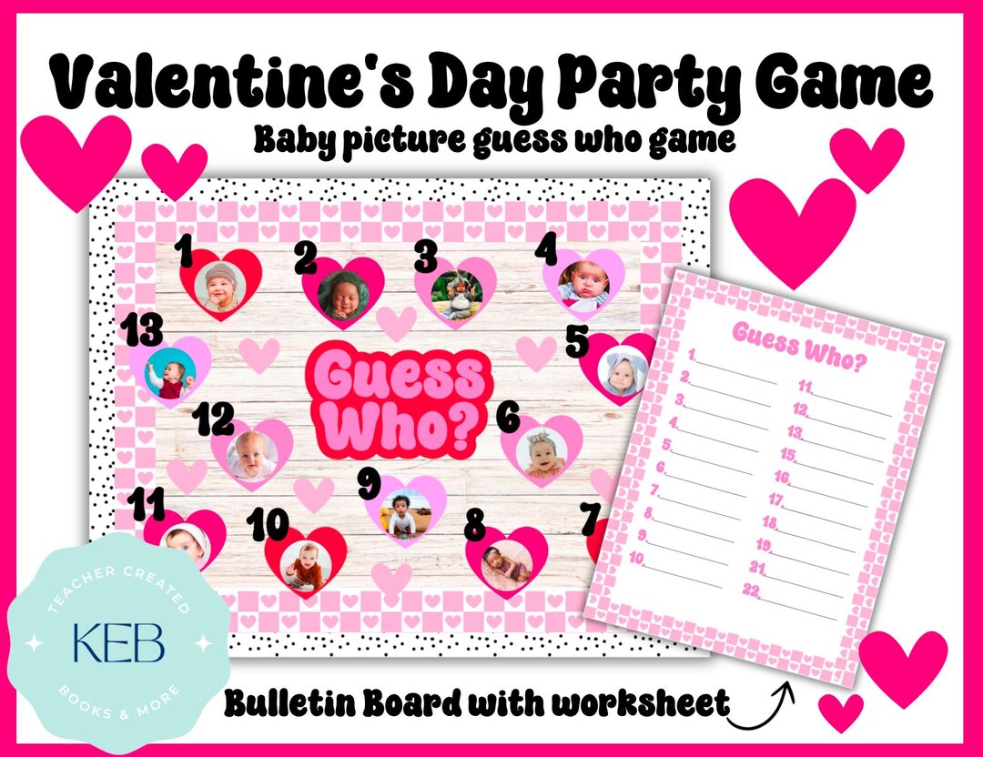 Valentine’s Day Baby Picture Guess Who Game Bulletin Board Kit ...
