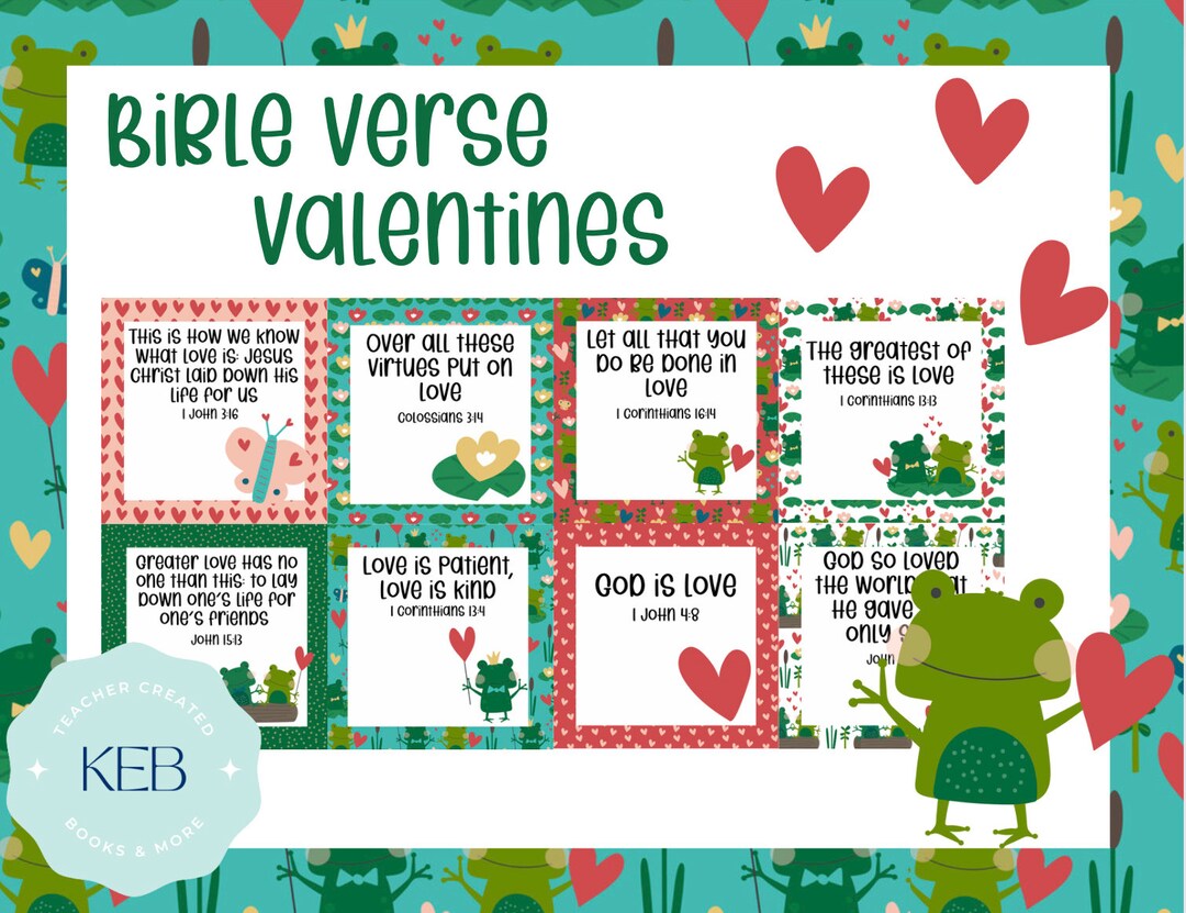 Printable Bible Verse Valentines With Frogs - Etsy