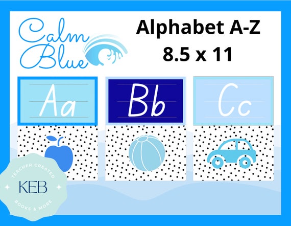 Calm Blue Dotted Alphabet Posters A-Z - Etsy