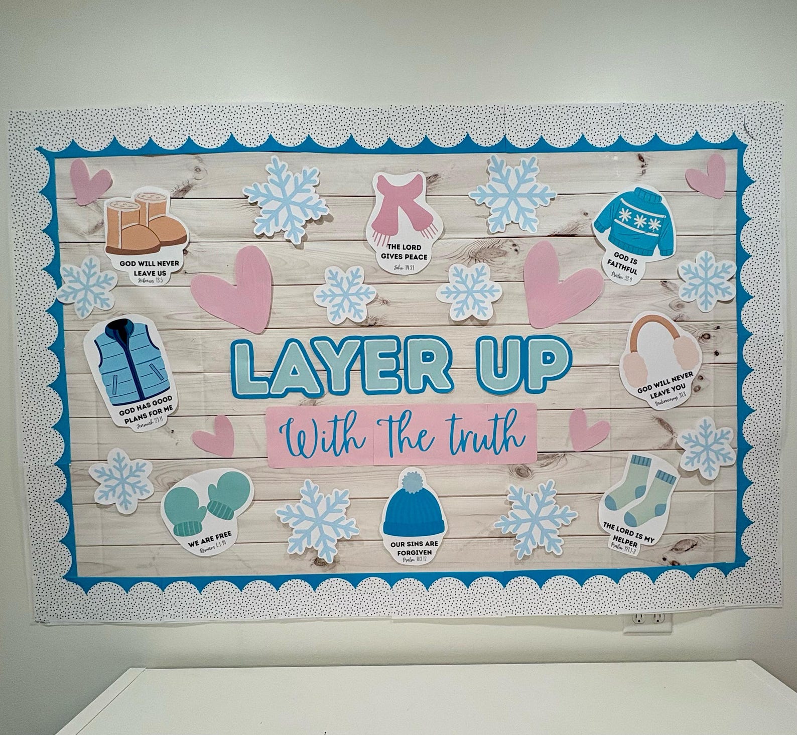 Christian Bulletin Board | Winter Blue Biblical Promises | Elementary ...