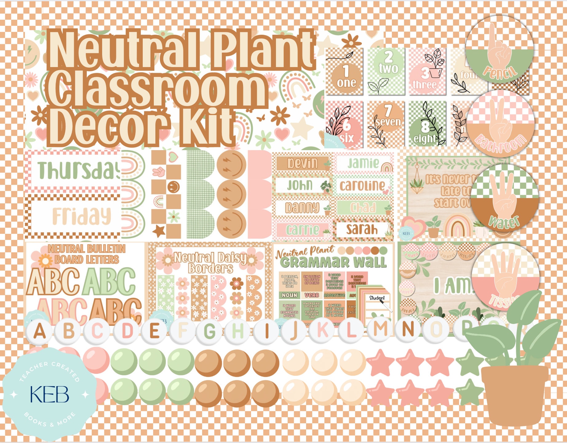 Neutral Plant Classroom Decor Kit - Etsy