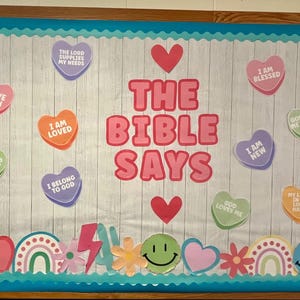 Biblical Affirmation Heart 2 Bulletin Board Kit - Etsy