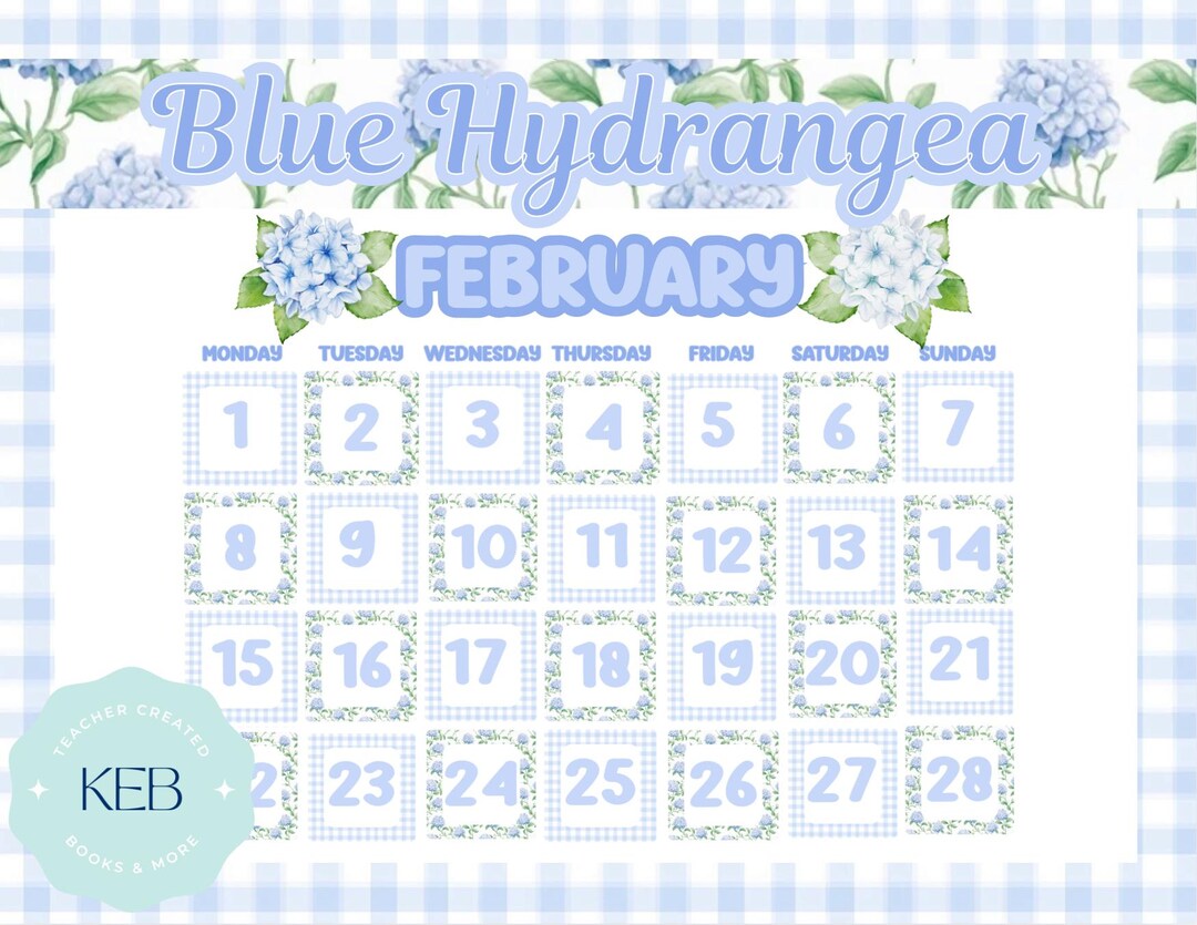 Preppy Blue Hydrangea Calendar Kit - Etsy