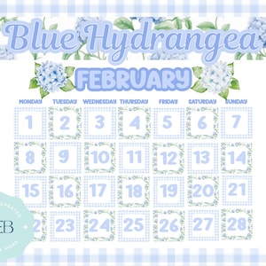 Preppy Blue Hydrangea Calendar Kit - Etsy