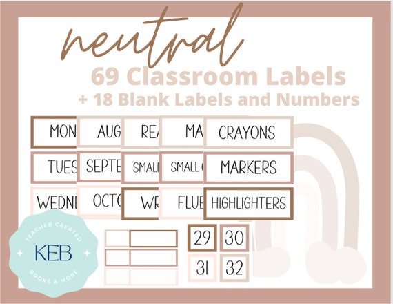 87 Neutral Classroom Labels for Schedules Organization and - Etsy