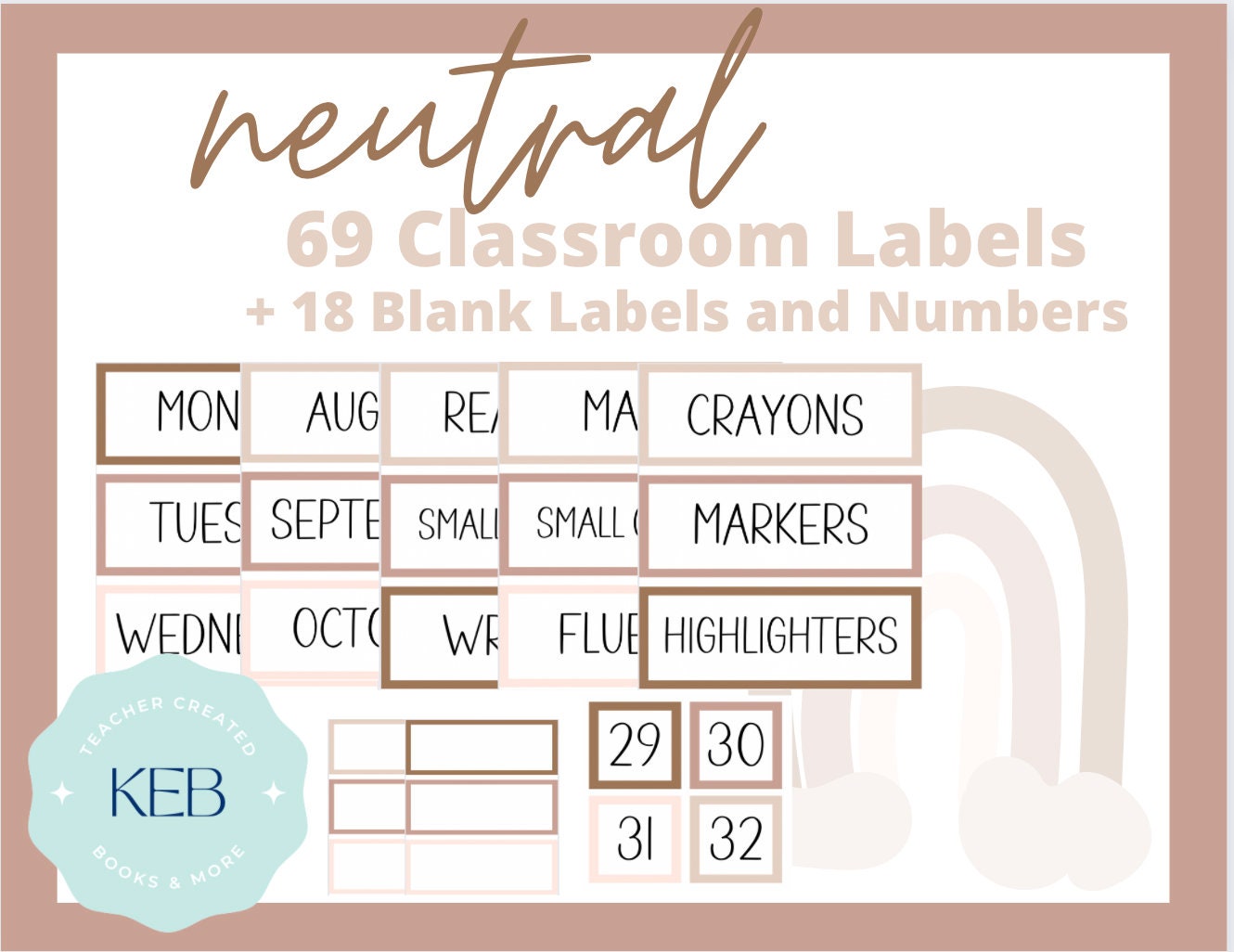 87 Neutral Classroom Labels for Schedules Organization and - Etsy