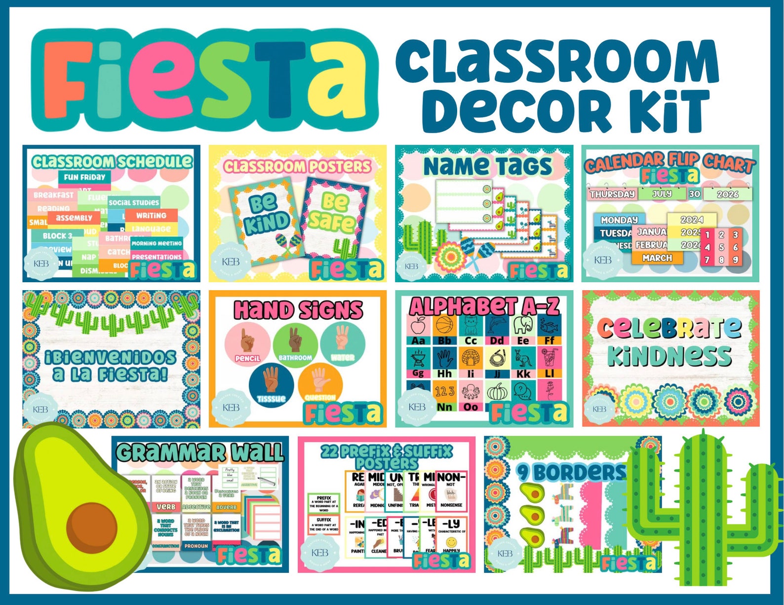 Fiesta Classroom Decor Kit - Etsy