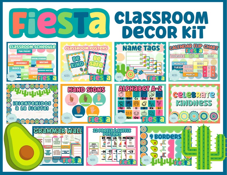 Fiesta Classroom Decor Kit - Etsy