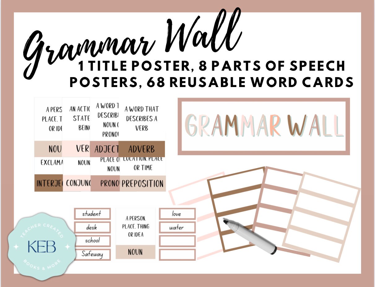 Neutral Grammar Wall Kit for the Classroom | Etsy