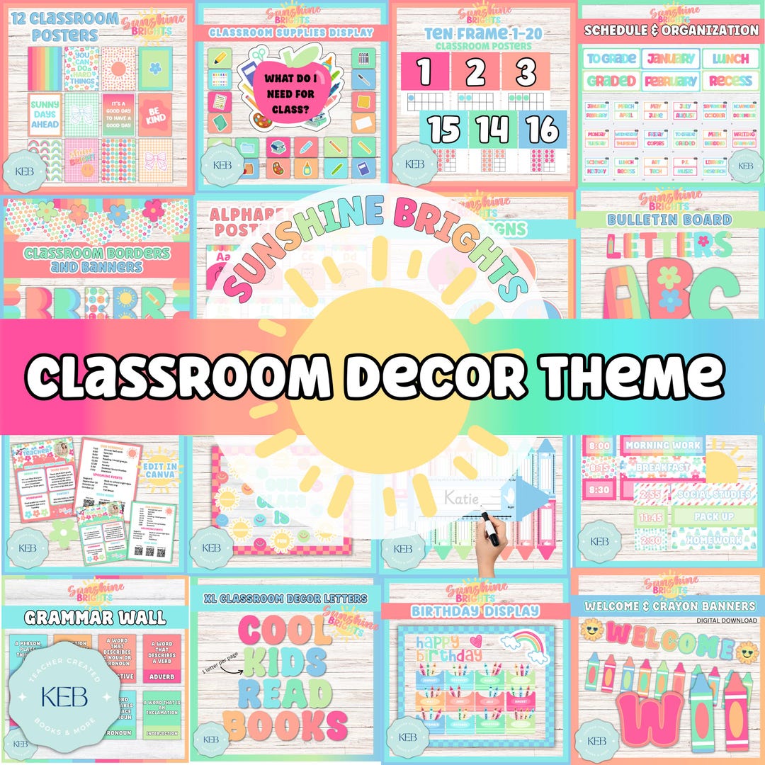 Sunshine Brights Classroom Decor Theme | Rainbow Elementary School ...