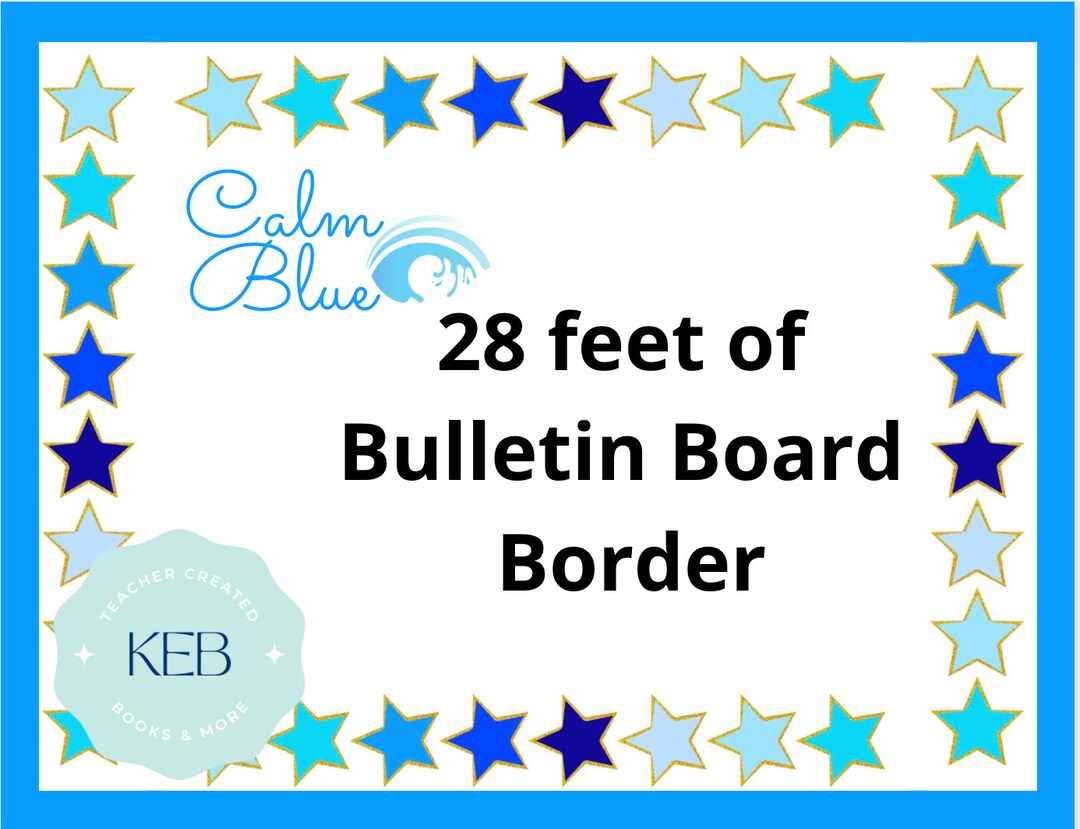 Calm Blue 28 Ft of Bulletin Board Border Glitter Stars - Etsy