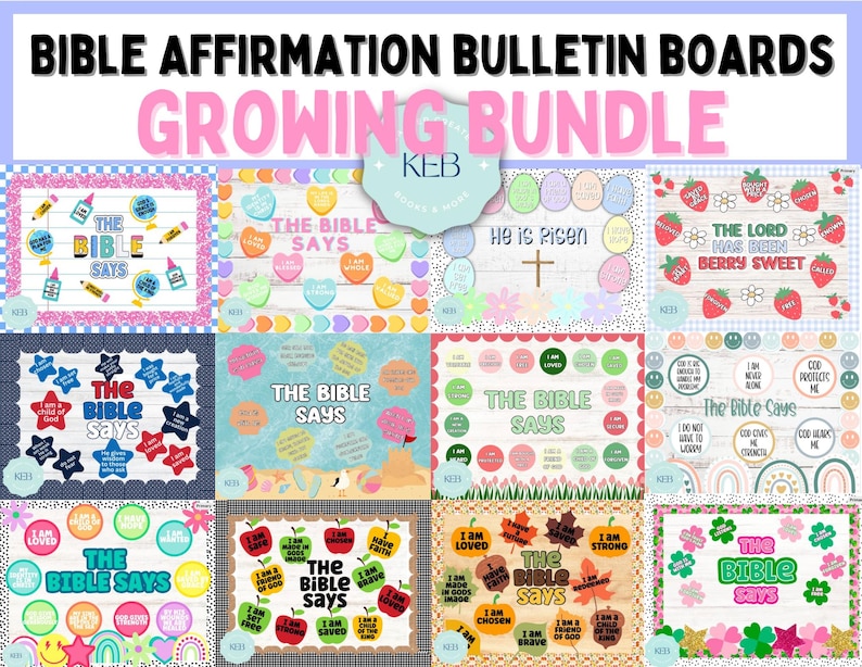 Bible Affirmation Bulletin Board Bundle for All Seasons | Christian ...