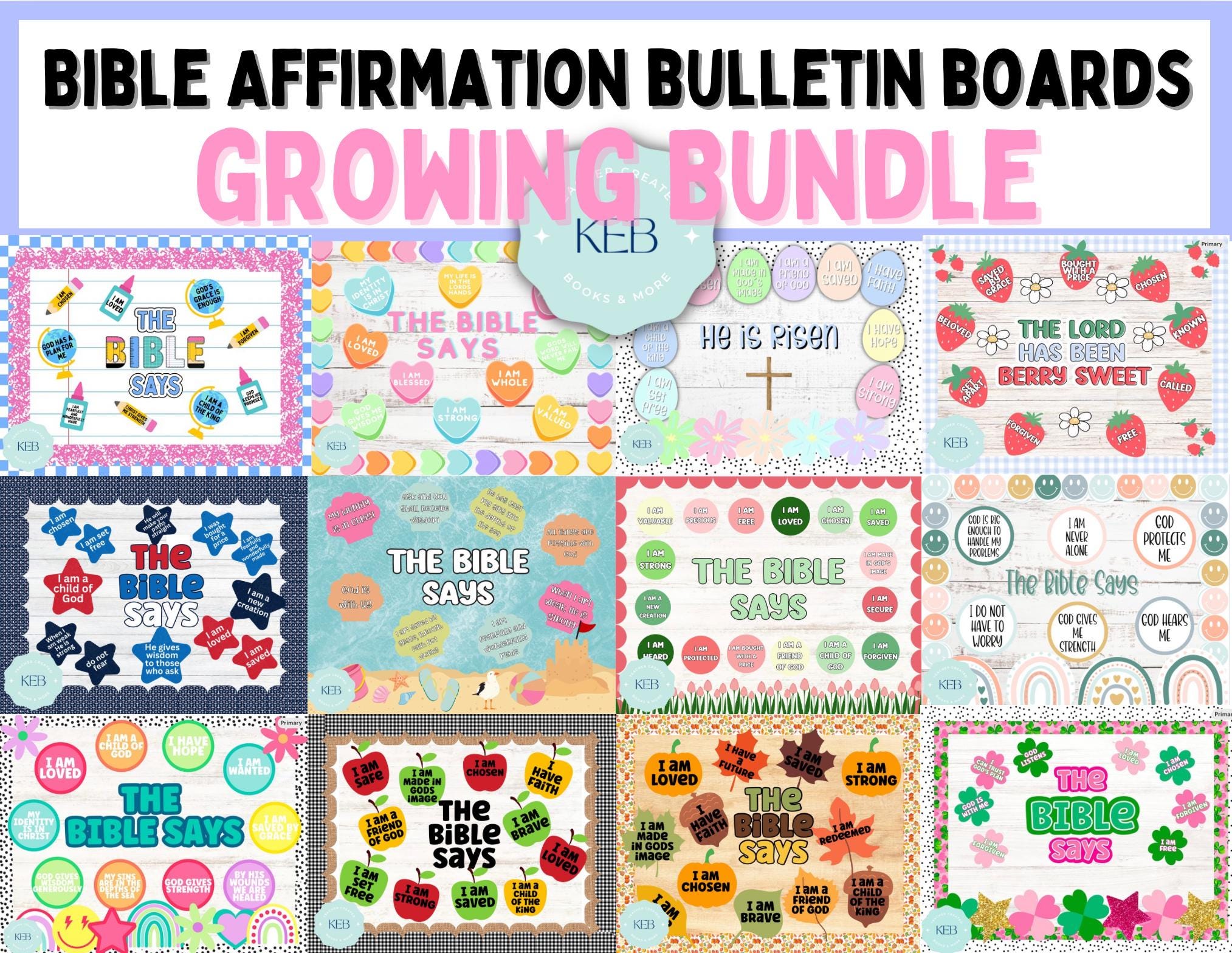 Bible Affirmation Bulletin Board Bundle for All Seasons | Christian ...