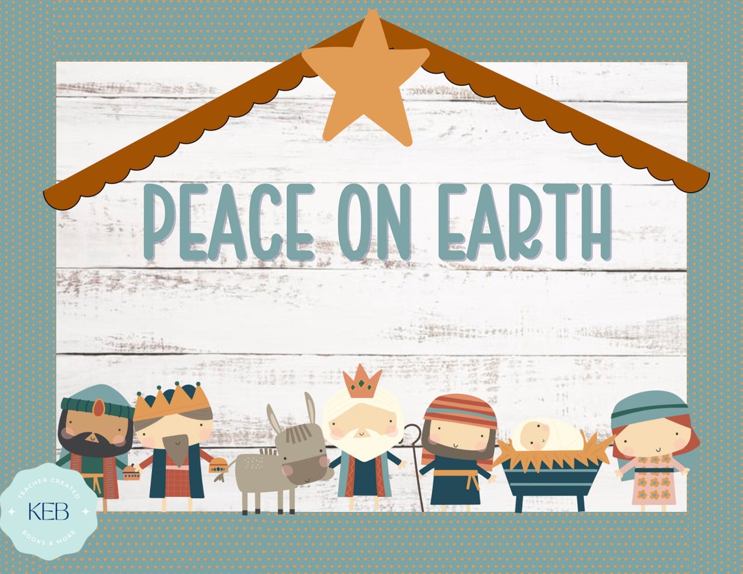 Peace on Earth Christmas Nativity Bulletin Board Kit - Etsy