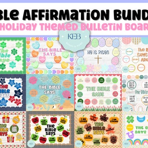 Bible Affirmation Bulletin Board Bundle for All Seasons | Christian ...