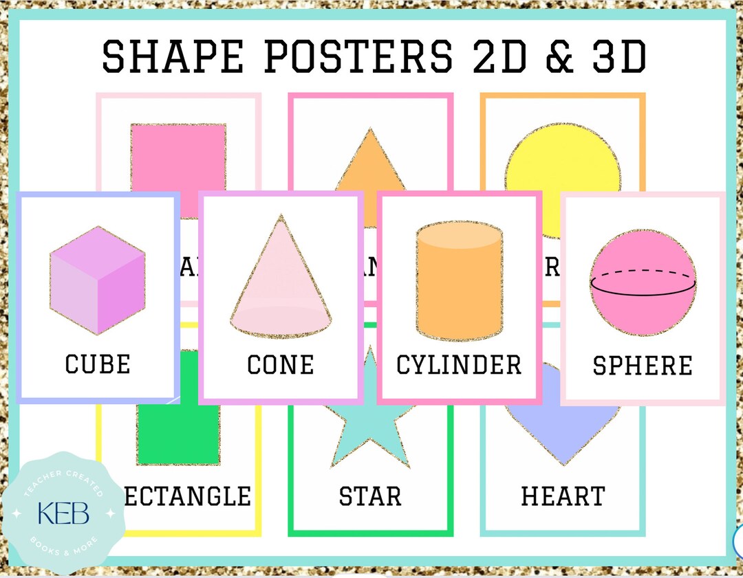 Rainbow Varsity Glitter Shape 2D & 3D Posters - Etsy