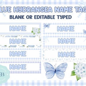 Preppy Blue Hydrangea Classroom Decor Bundle | Printable Teacher Decor ...