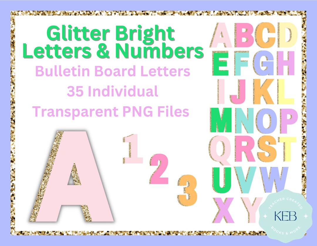 Glitter Bright Letters & Numbers Digital Files - Etsy