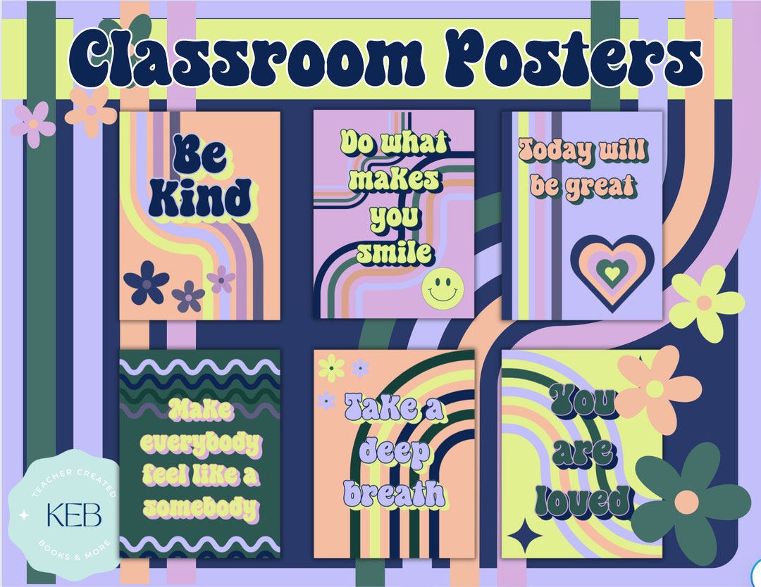 6 Retro Inspirational Classroom Posters - Etsy
