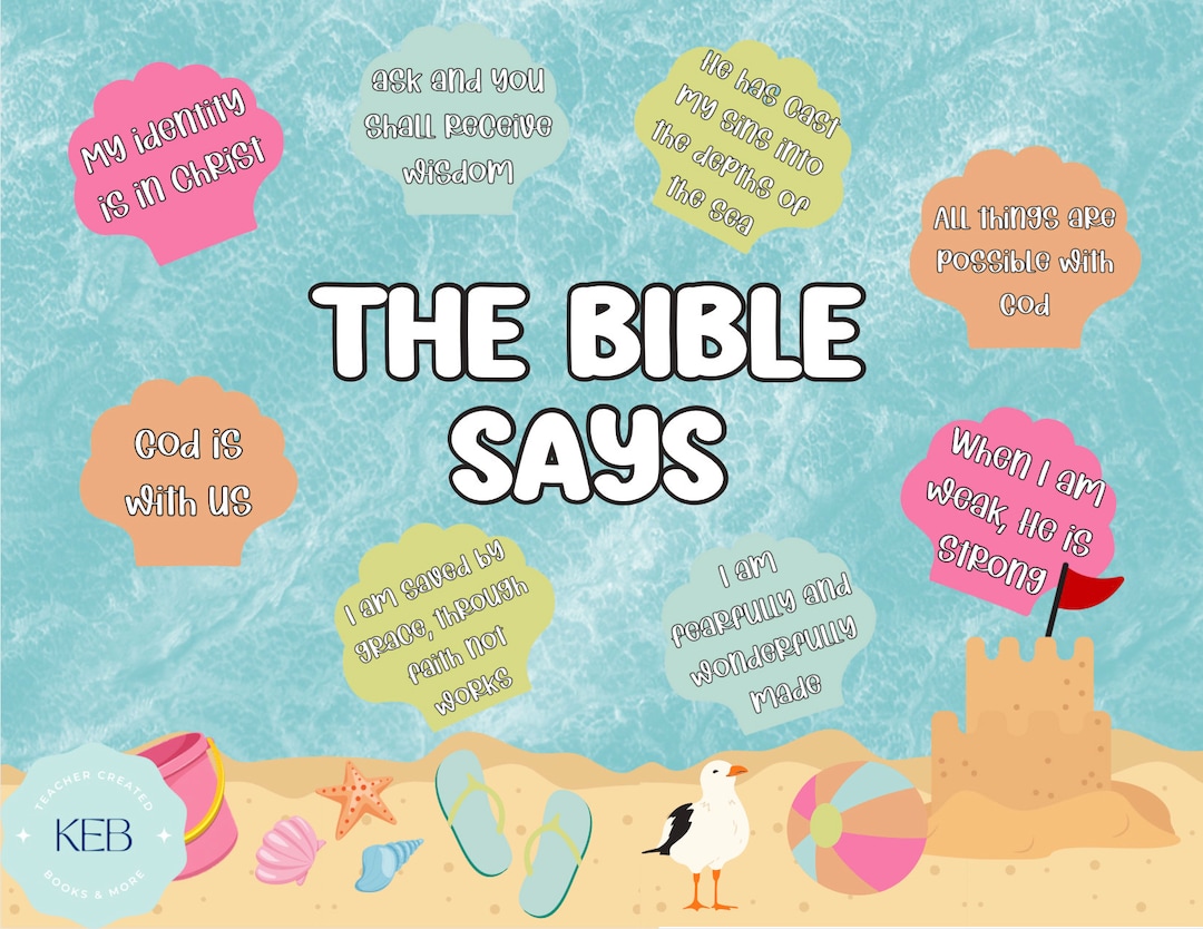 Beach Biblical Affirmation Bulletin Board Kit - Etsy