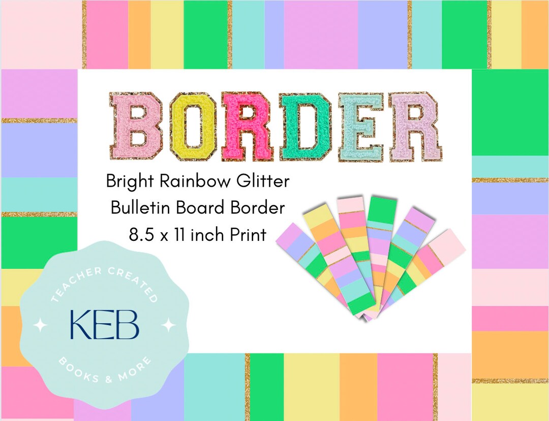 Glitter Rainbow Bulletin Board Border - Etsy