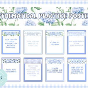 Preppy Blue Hydrangea Classroom Decor Bundle | Printable Teacher Decor ...