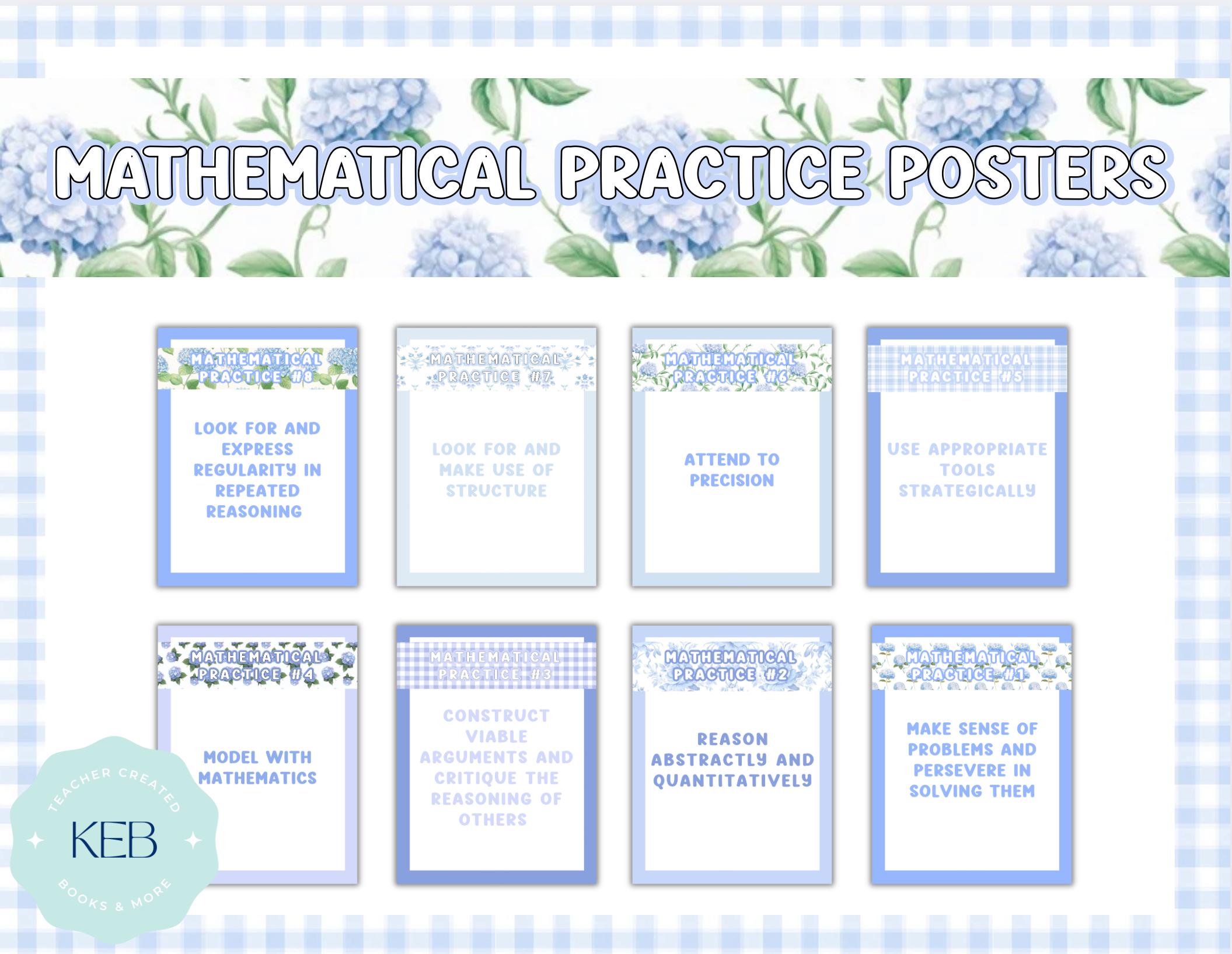 Preppy Blue Hydrangea Classroom Decor Bundle | Printable Teacher Decor ...