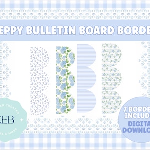 Preppy Blue Hydrangea Bulletin Board Borders - Etsy
