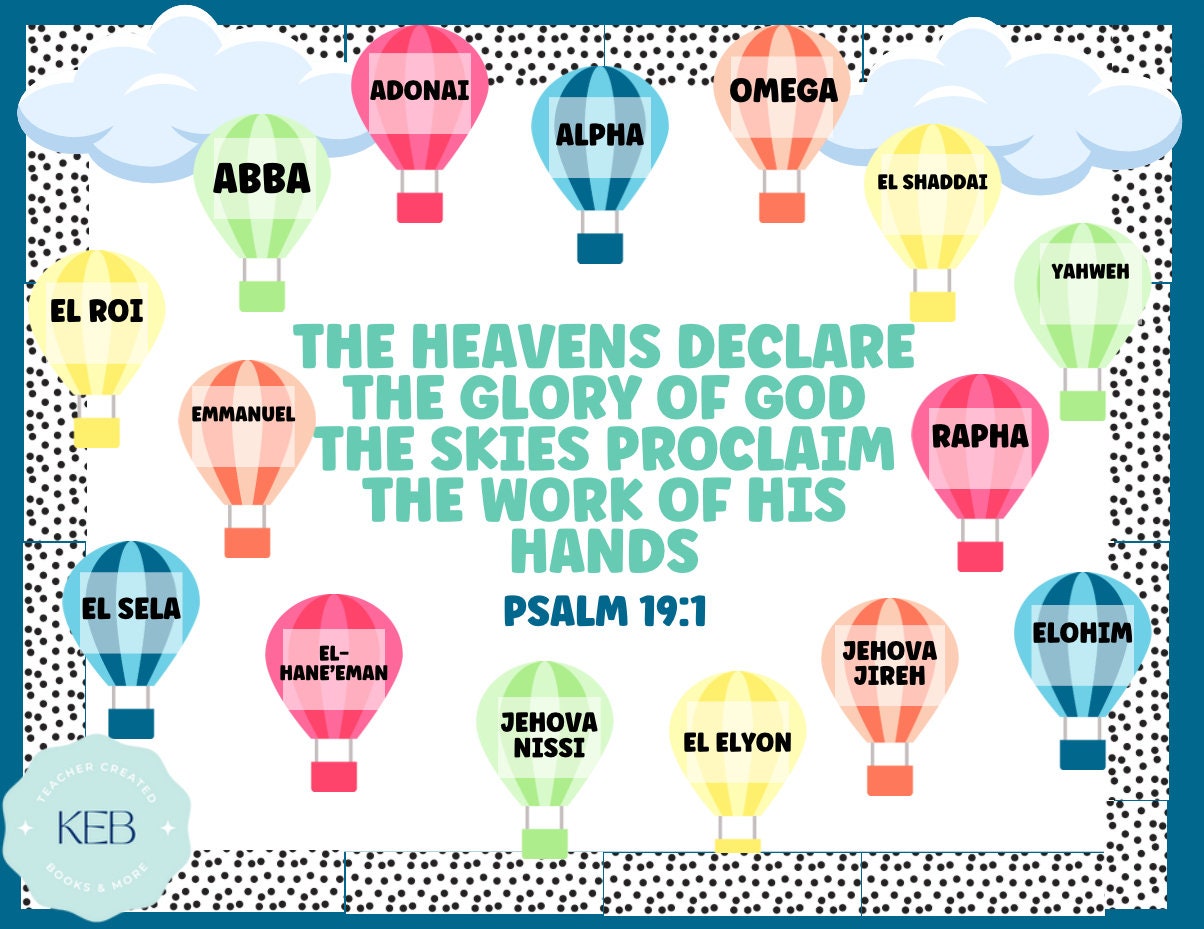 Editable Names of God Psalm 19 Bulletin Board - Etsy