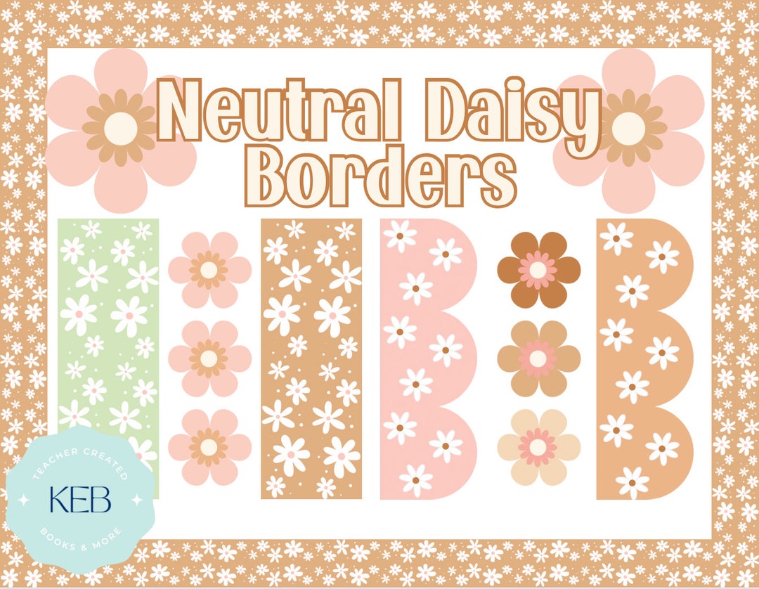 Neutral Daisy Borders - Etsy