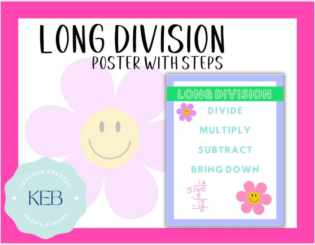 Bright Long Division Poster - Etsy