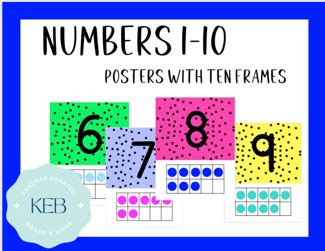 Bright Ten Frame Counting Posters. 1-10 - Etsy
