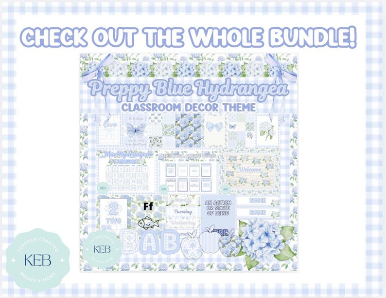 Preppy Blue Hydrangea Birthday Bulletin Board - Etsy