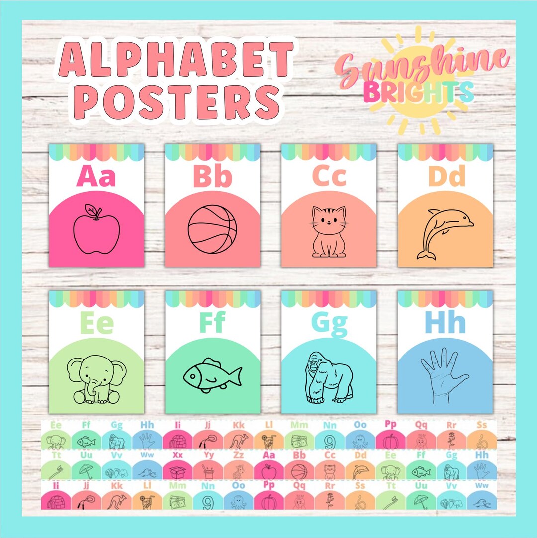 Sunshine Brights Alphabet Posters | Rainbow A-Z Classroom Decor ...
