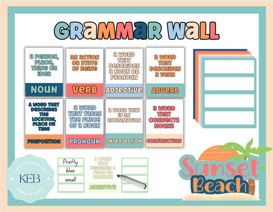 Sunset Beach Grammar Wall Kit for the Classroom - Etsy