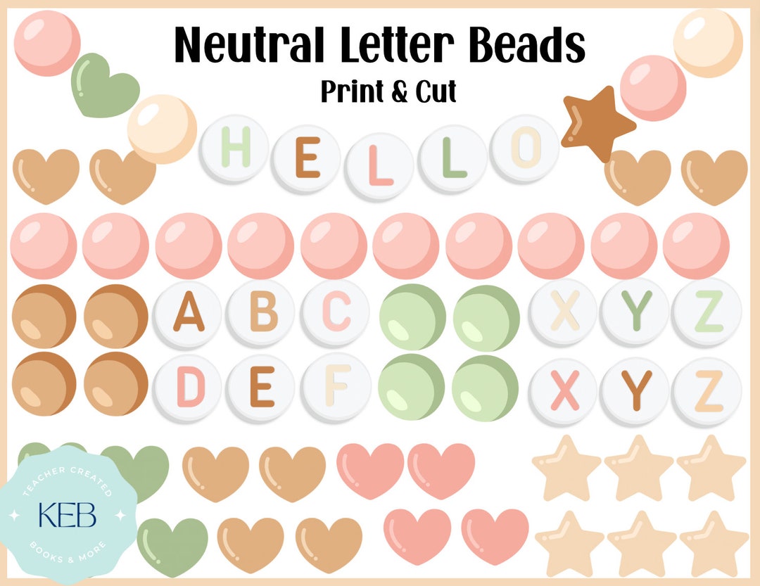Printable Neutral Letter Beads for Friendship Bracelets - Etsy