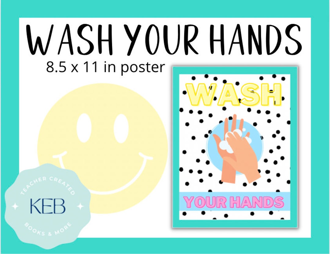 Bright Dotted Wash Your Hands Poster - Etsy