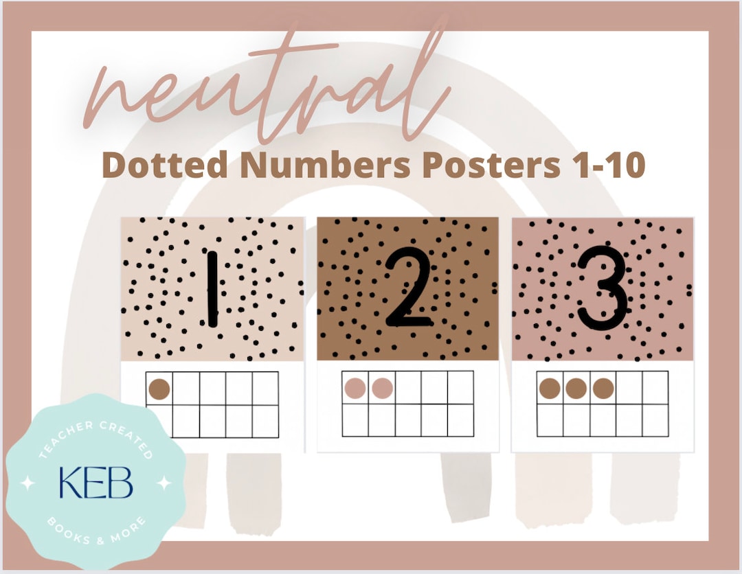 Neutral Dotted Numbers Posters 1-10 8.5 X 11 - Etsy