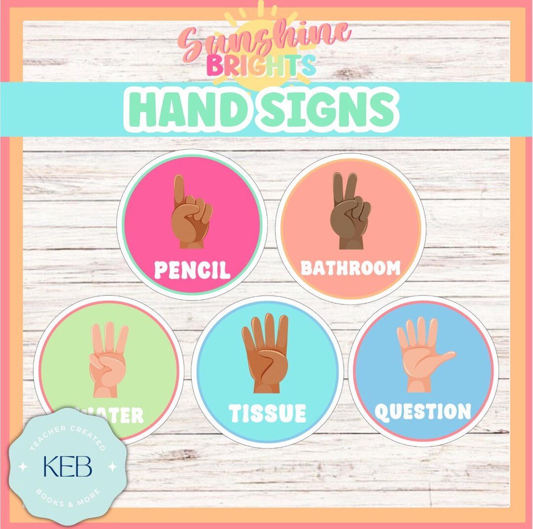 Sunshine Brights Hand Sign Posters | Rainbow Classroom Decor ...