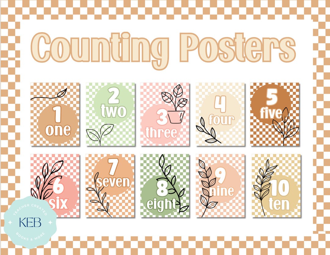 Neutral Counting Plant Posters 1-10 8.5 X 11 - Etsy