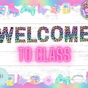 1992 Retro Rainbow Cheetah Classroom Decor Kit Bundle With 12 Products ...