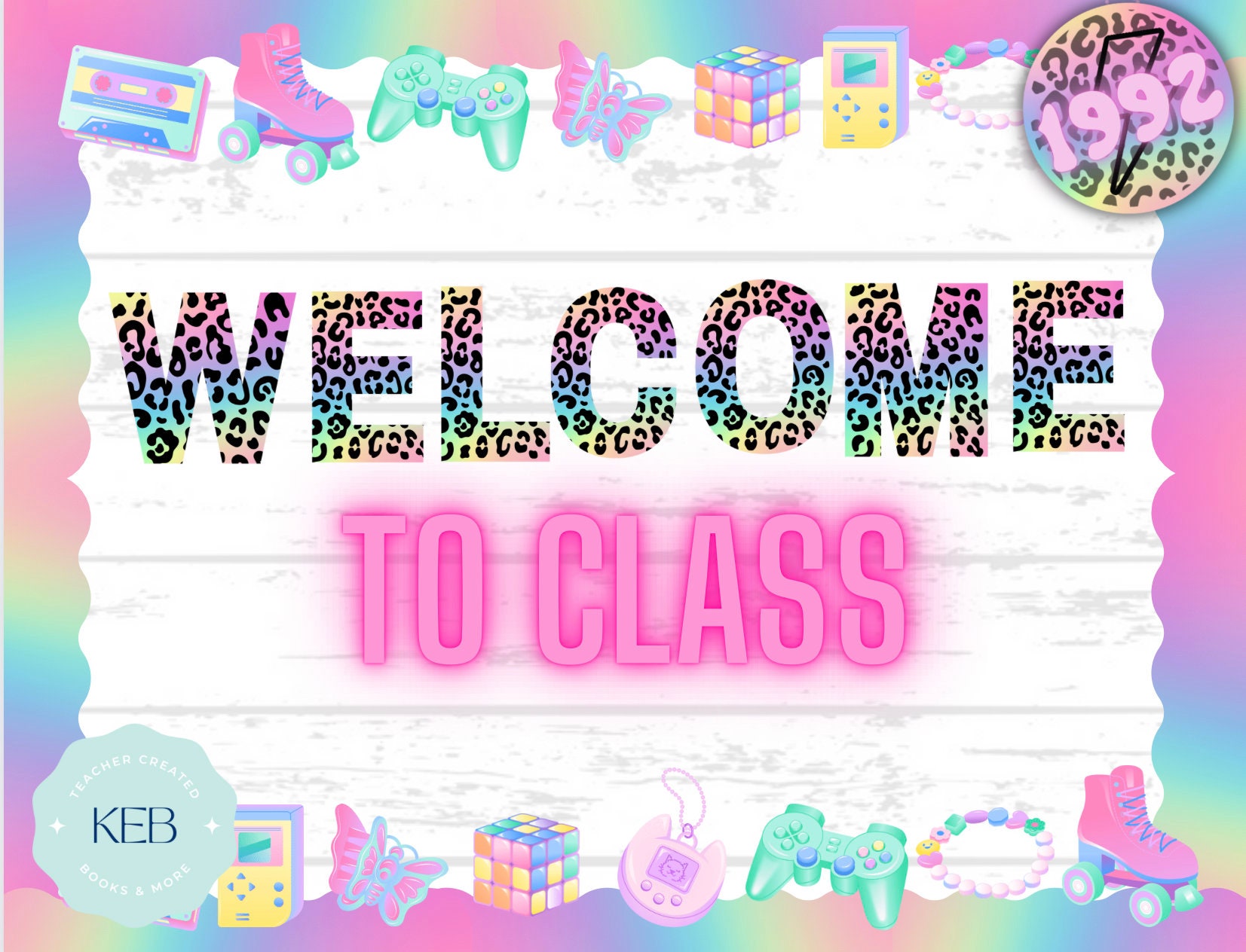 1992 Retro Rainbow Cheetah Classroom Decor Kit Bundle With 12 - Etsy