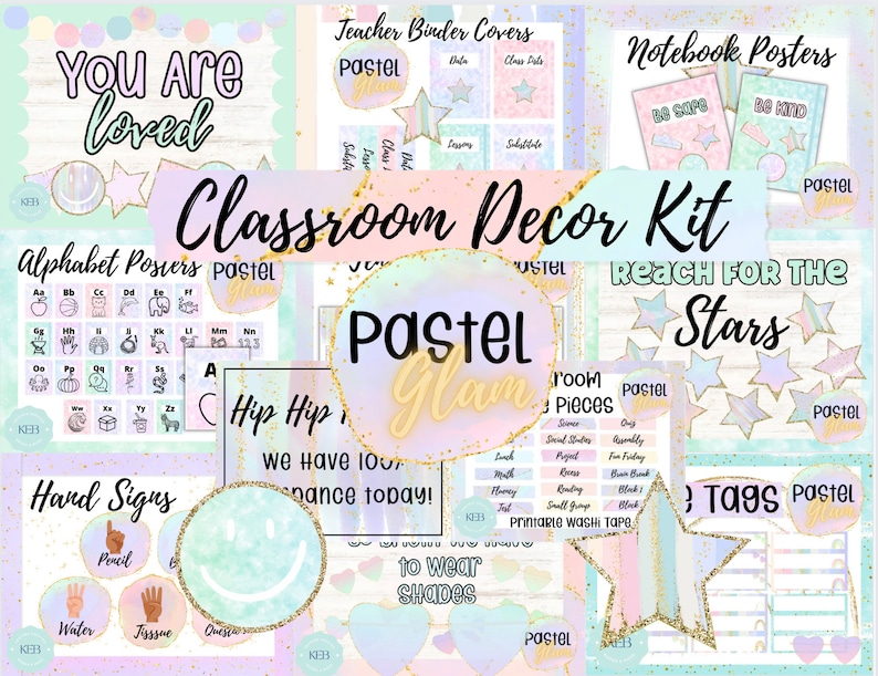 Pastel Glam Classroom Decor Kit Bundle - Etsy