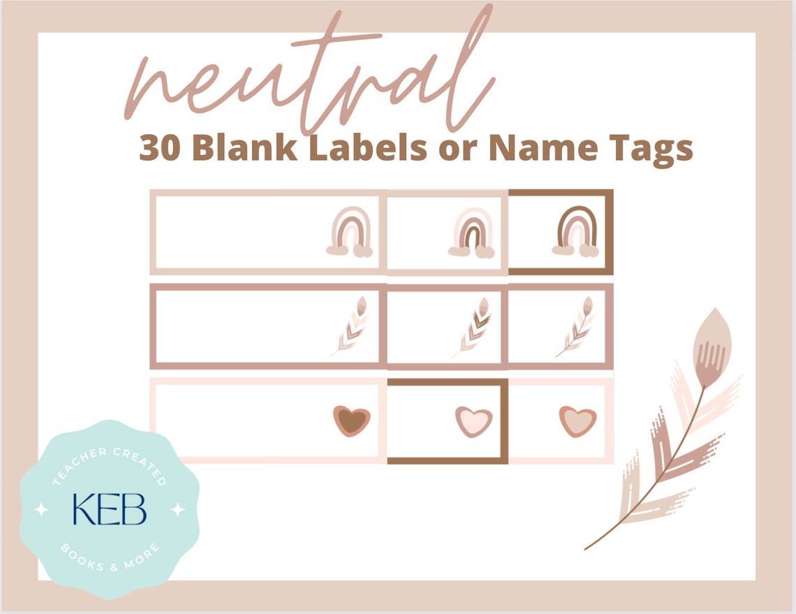 30 Neutral Blank Name Tags or Labels - Etsy